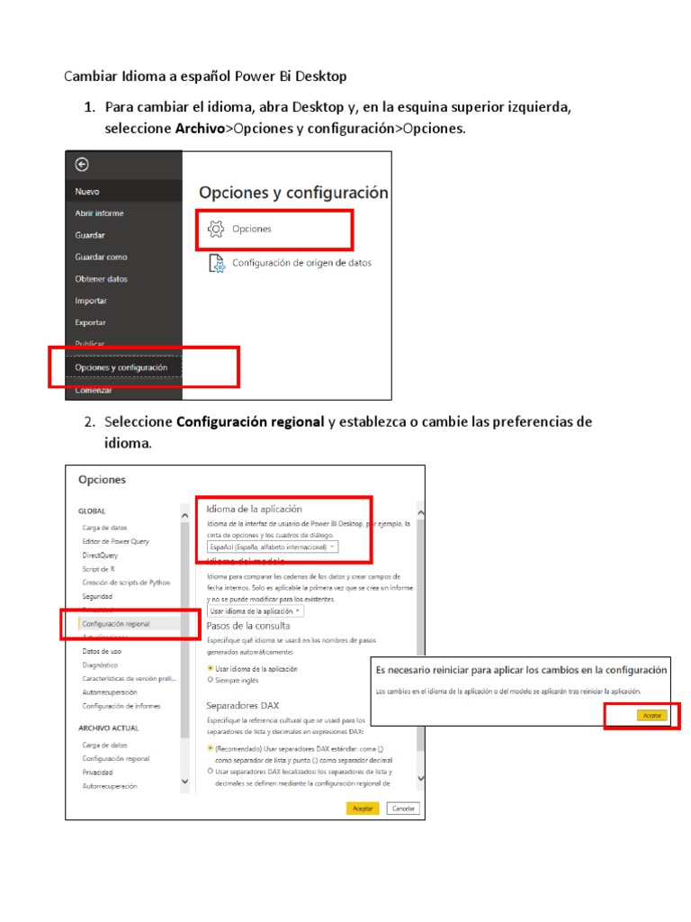 Cambiar idioma a español en Power BI | PDF