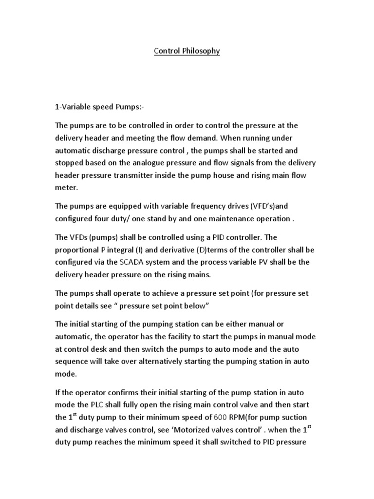 18 Control Philosophy | PDF | Pump | Valve