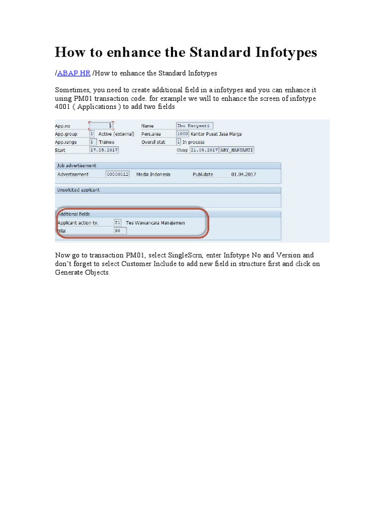 How To Enhance The Standard Infotypes | PDF