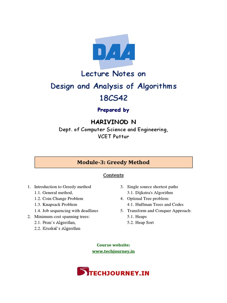 Hn Daa M3 Notes Pdf Code Algorithms And Data Structures