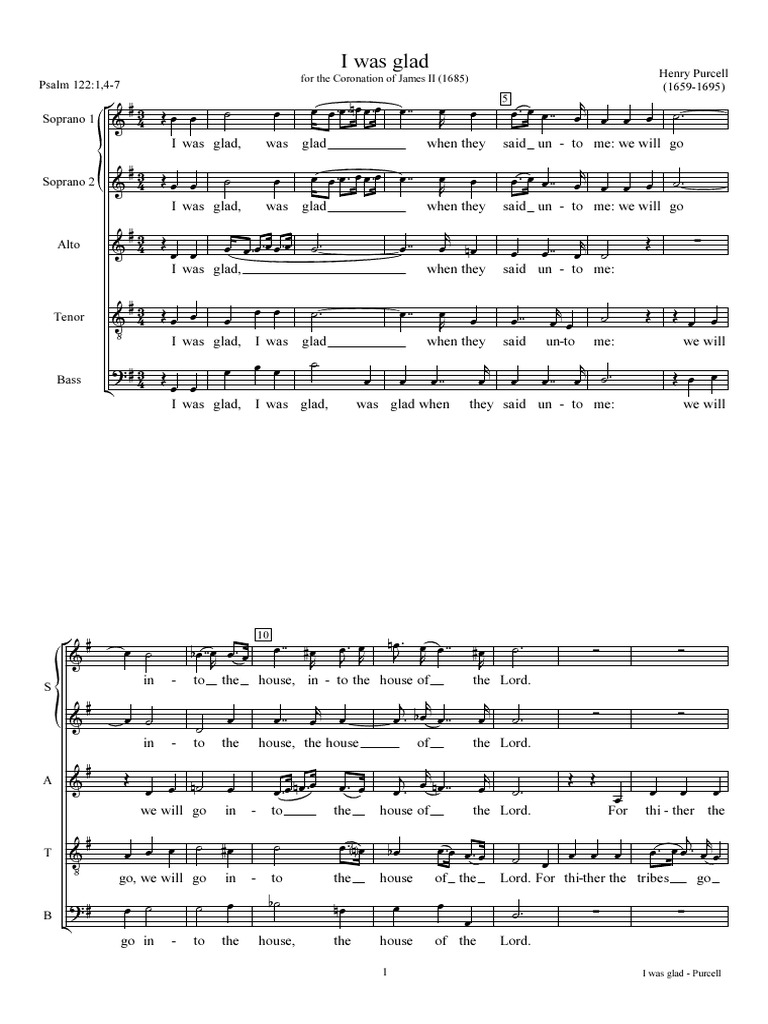 I Was Glad Coronation Purcell | PDF | Ketuvim | Church Music