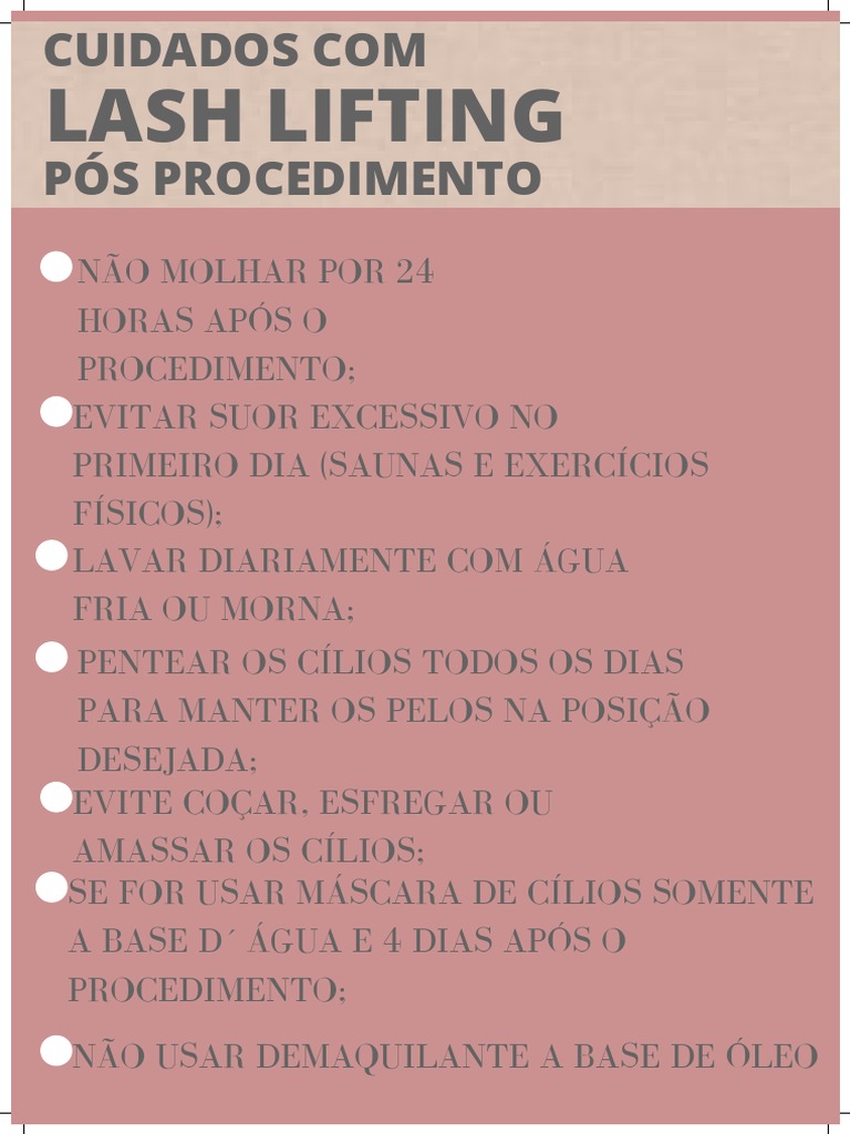 Cuidados Com Lash Lifting Pós Procedimento | PDF
