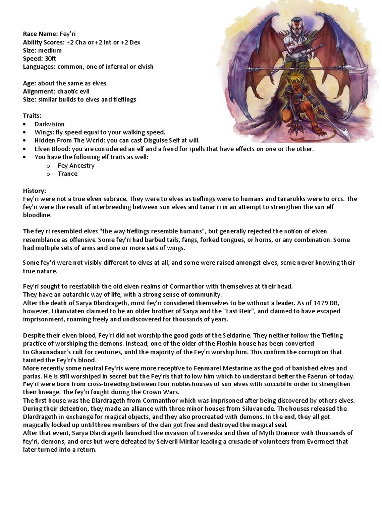 Fey'ri | PDF | Elf (Dungeons & Dragons) | Fantasy