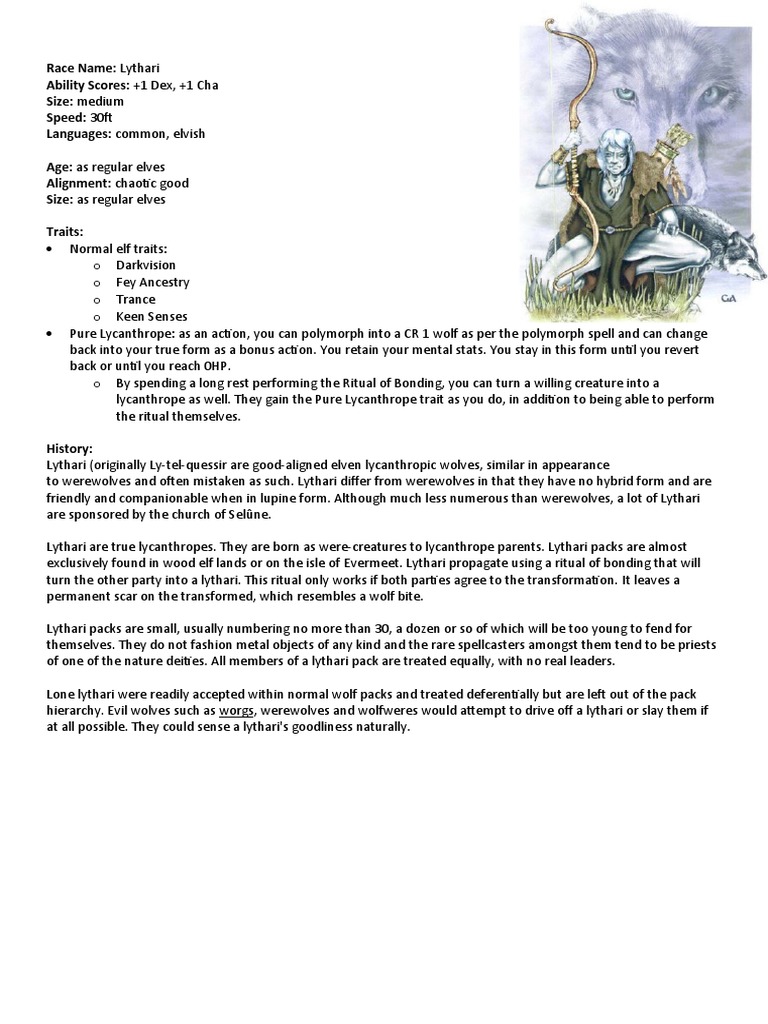 Elf (Lythari) | PDF | Philosophy | Religion & Spirituality