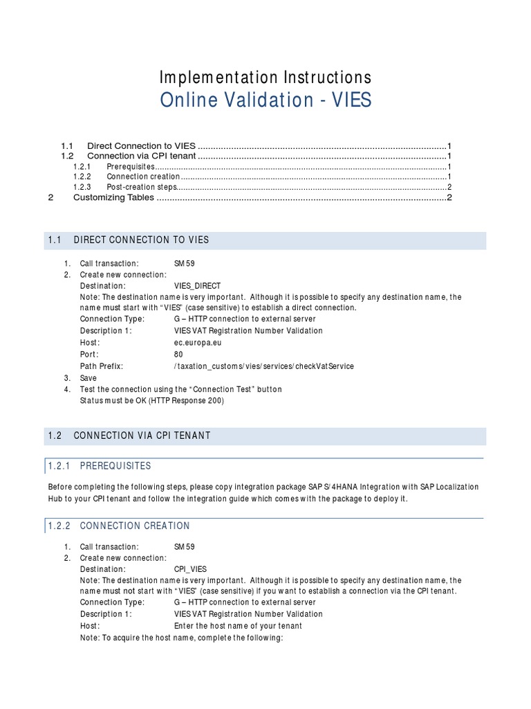 VIES Validation - Implementation Instructions v1.0 | PDF | Hypertext ...