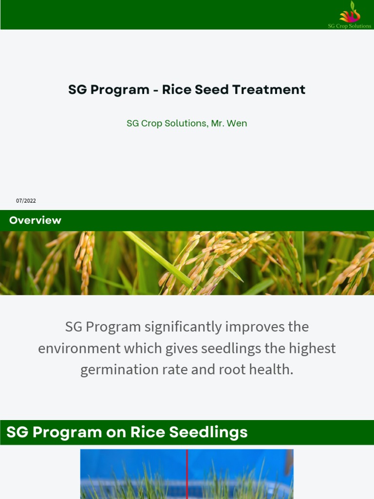 SG Program Rice Seed Treatment | PDF | Seedling | Rice