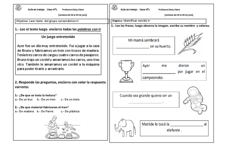 1.-Lee El Texto Luego Encierra Todas Las Palabras Con TR Un Juego ...