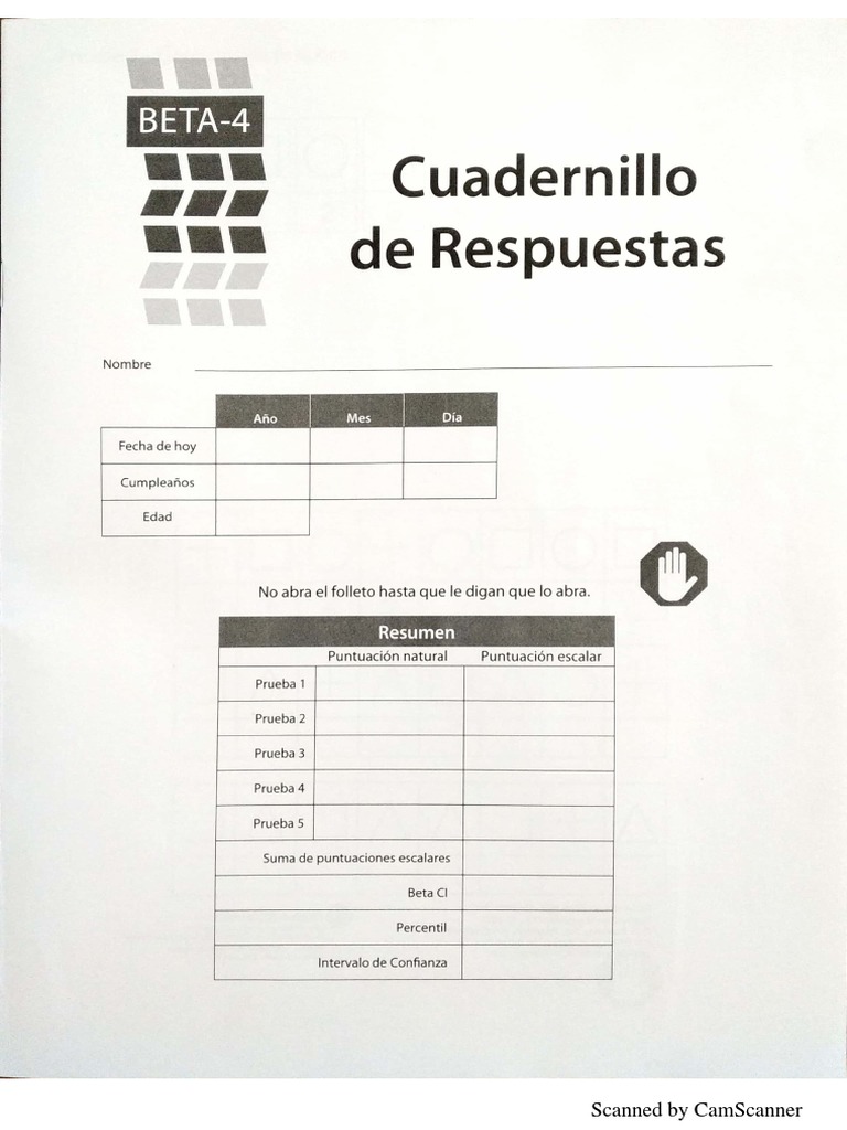 BETA-4 Cuadernillo de Respuestas | PDF