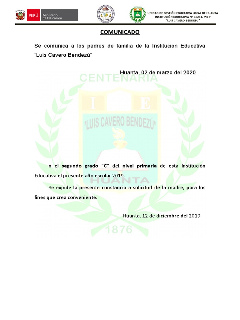 2020 Comunicado | PDF | Maestros | Etapas educativas