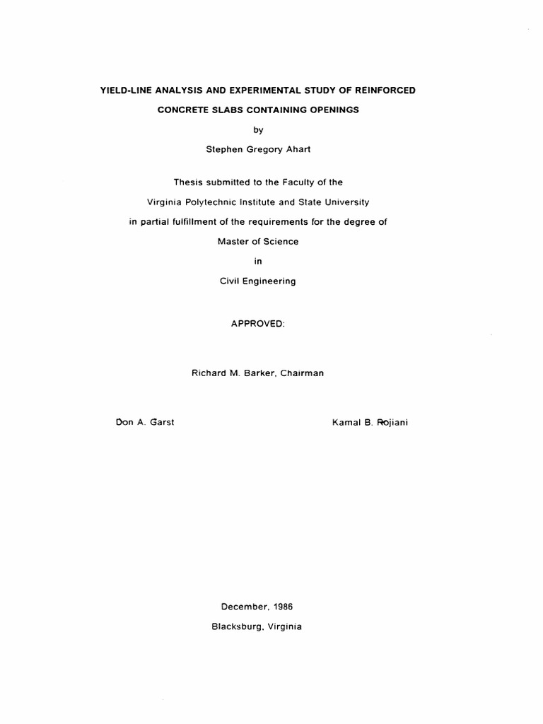 The Yield Line Analysis Of Concrete Slabs Pdf Equations Bending