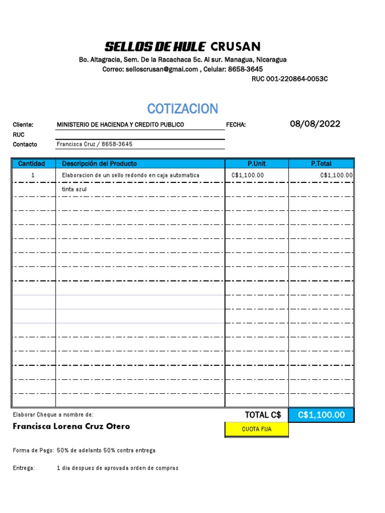 Cotizacion Crusan | PDF