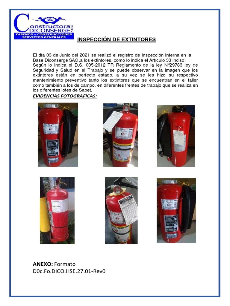 Inspeccion de Extintores | PDF