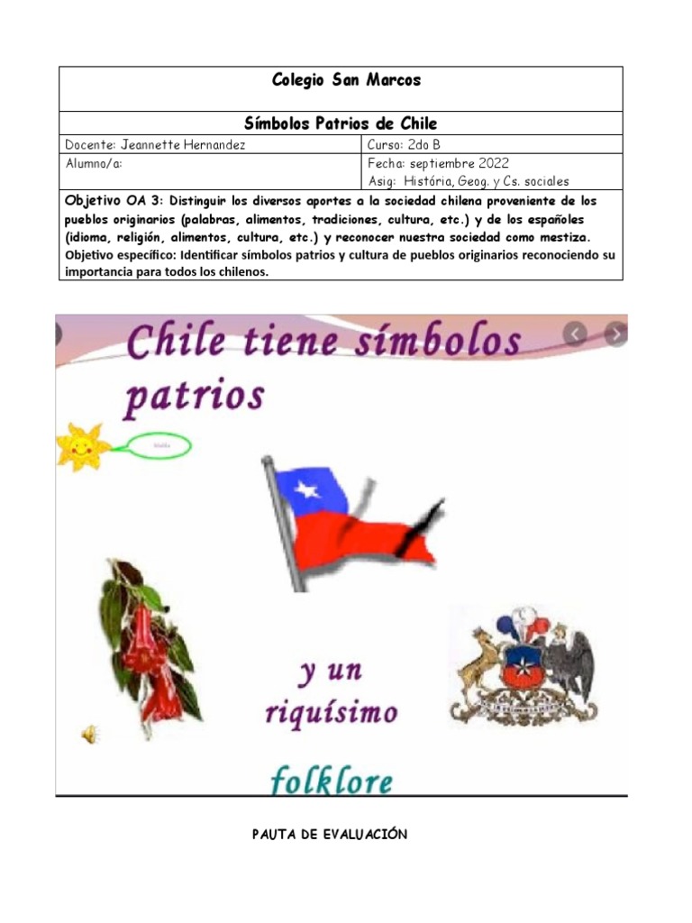 Simbolos Patrios | PDF | Chile | Rojo