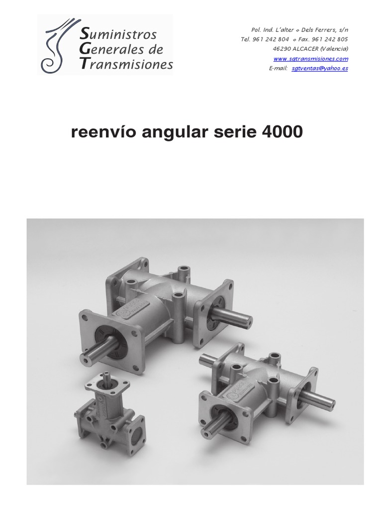 Reenvío Angular Serie 4000 | PDF | Engranaje | Ingeniería de Edificación