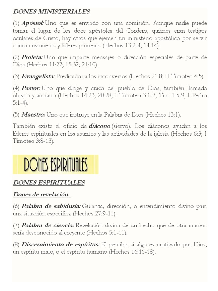 Dones Espirituales y Ministeriales | PDF | Teología sistemática ...