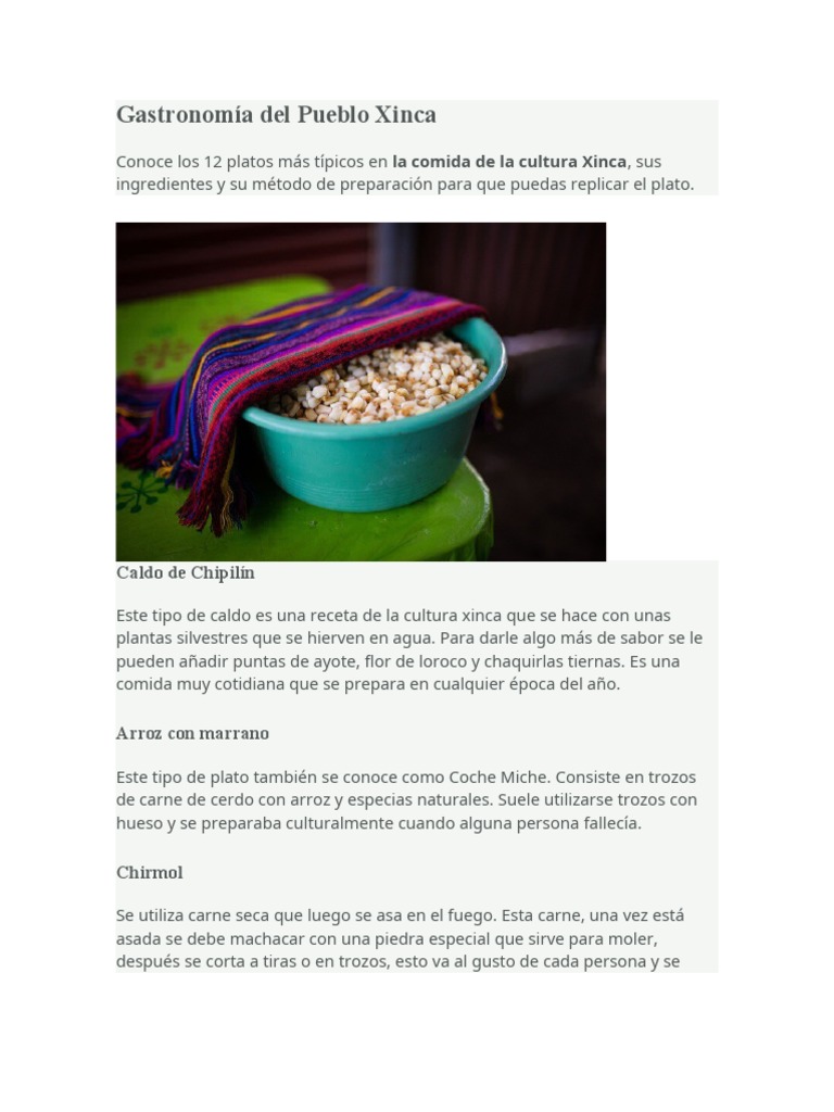 Gastronomía Del Pueblo Xinca | PDF | Cocina occidental | Comida ...