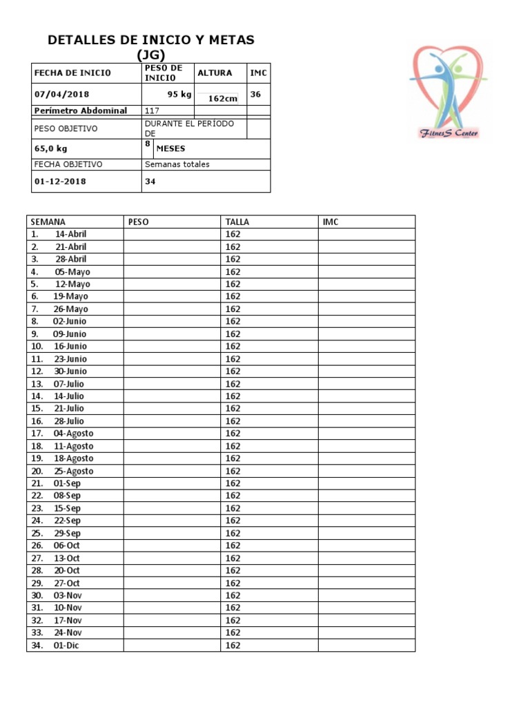 Formato Control de Peso | PDF