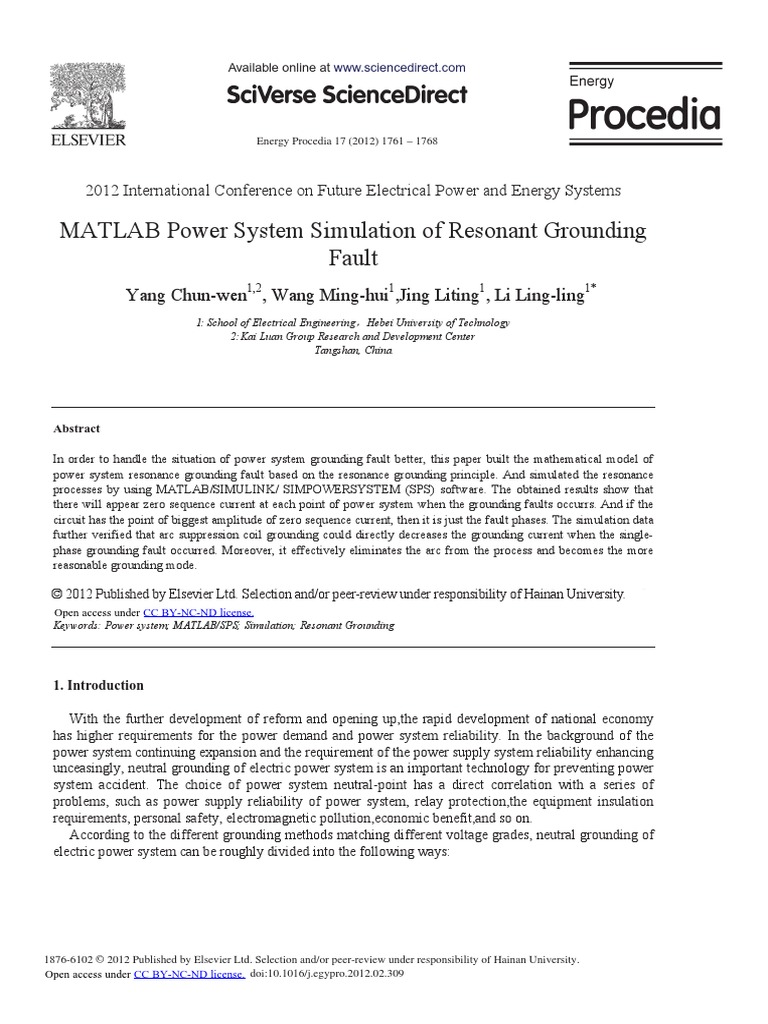 MATLAB Power System Simulation of Resonant Groundi | PDF | Inductor | Capacitor