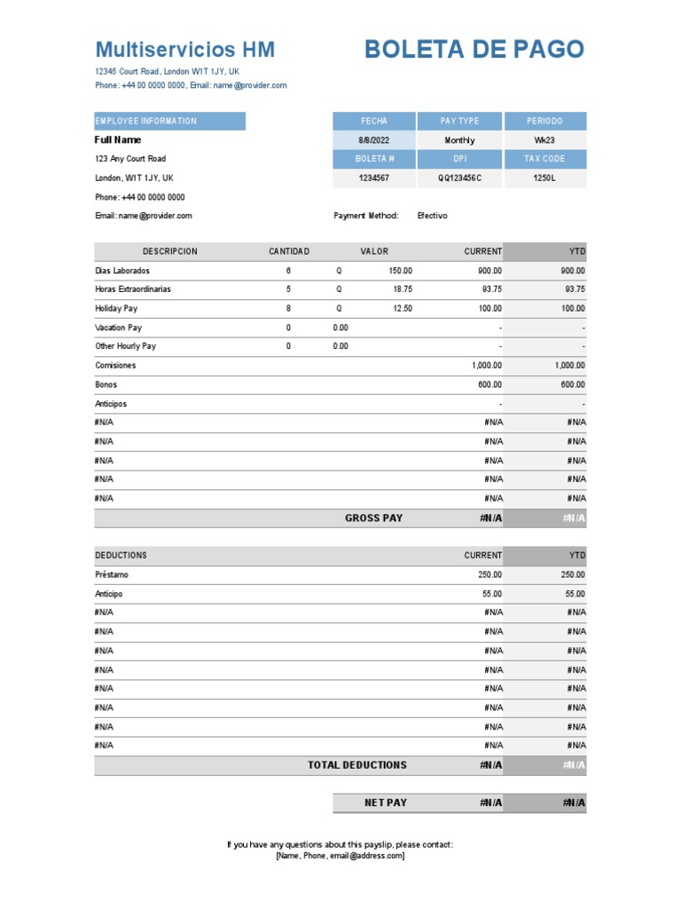 Payslip Template | PDF | Worksheet | Paycheck