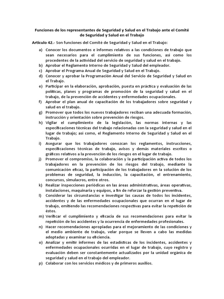 Funciones de Los Miembros Del CSST | PDF | Ciencias de la Salud