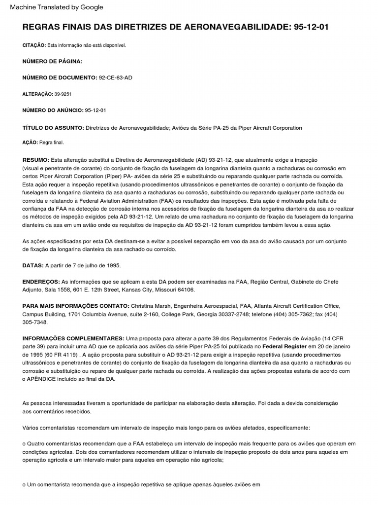 Ad 95-12-01 | PDF | Avião | Tempo