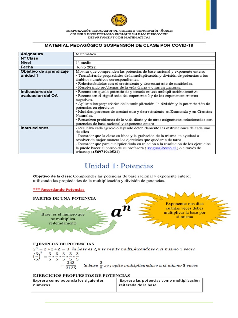 Material Clase Potencias | PDF | Exponenciación | Multiplicación