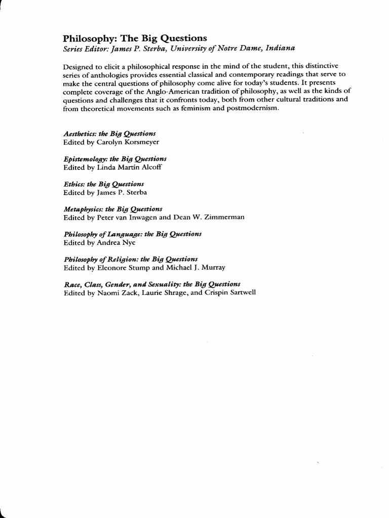 Alcoff (Ed) - Epistemology The Big Questions | PDF