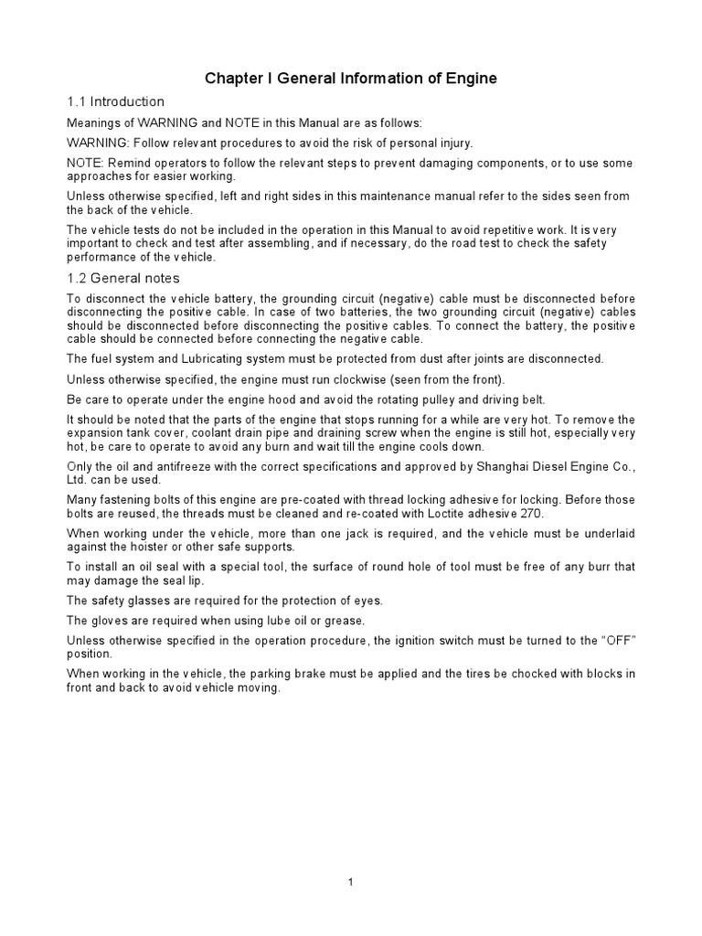 Engine Manual Sc25r Sc28r Saic Maxus | PDF | Throttle | Diesel Engine