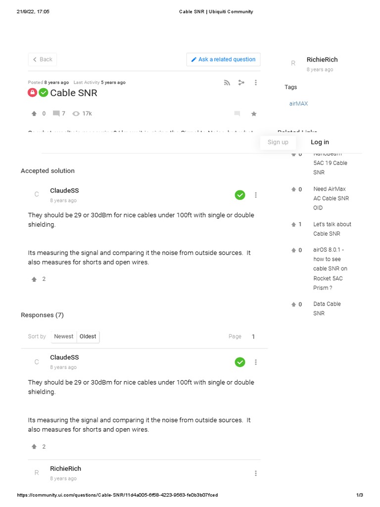 Cable SNR - Ubiquiti Community | PDF | Signal To Noise Ratio ...