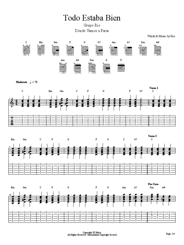 Rio - Todo Estaba Bien Chords | PDF