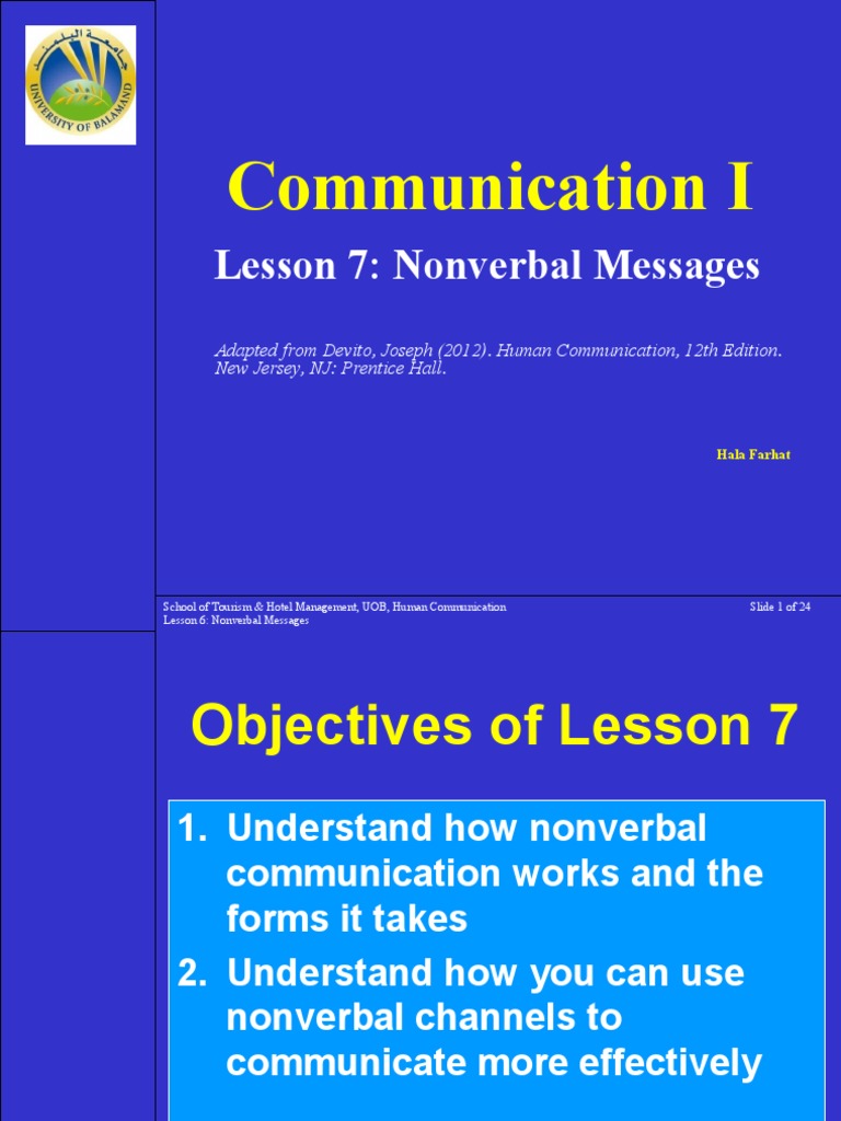Communication-Lesson 7 | PDF | Nonverbal Communication | Communication