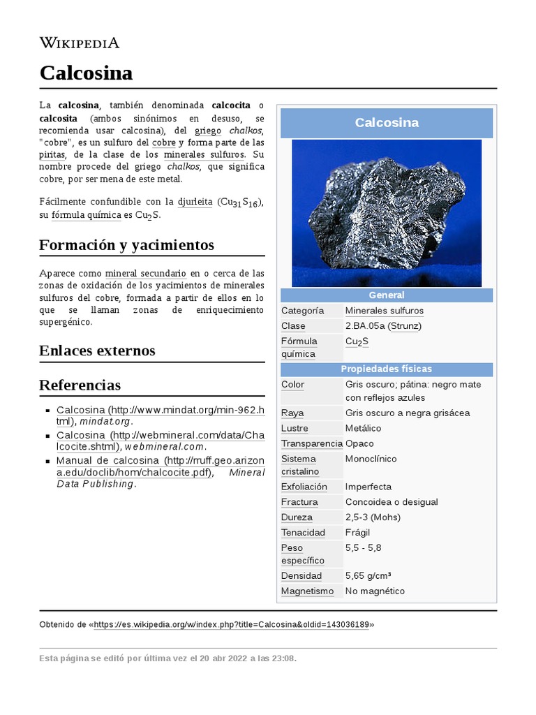 Calcosina | PDF | Minerales | Cobre