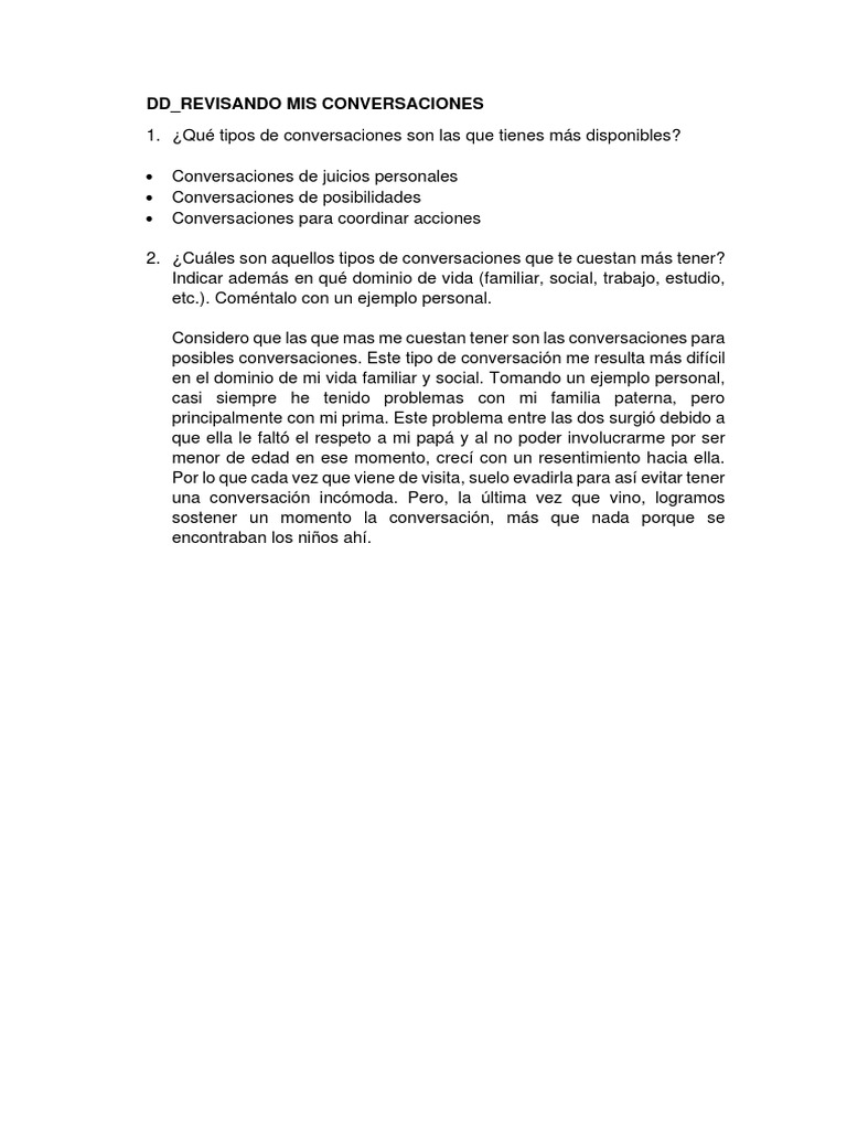 DD - Revisando Mis Conversaciones | PDF | Artes del Lenguaje y Comunicación