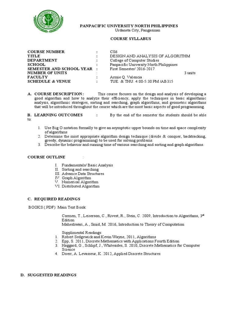 Design And Analysis Of Algoritm Descargar Gratis Pdf Time Complexity Computational 