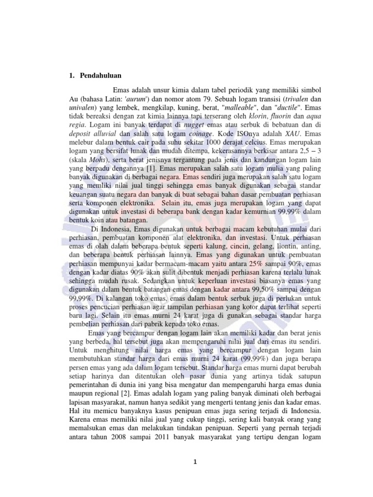Cek Kemurnian Emas Berdasarkan Spesifik Gravity | PDF