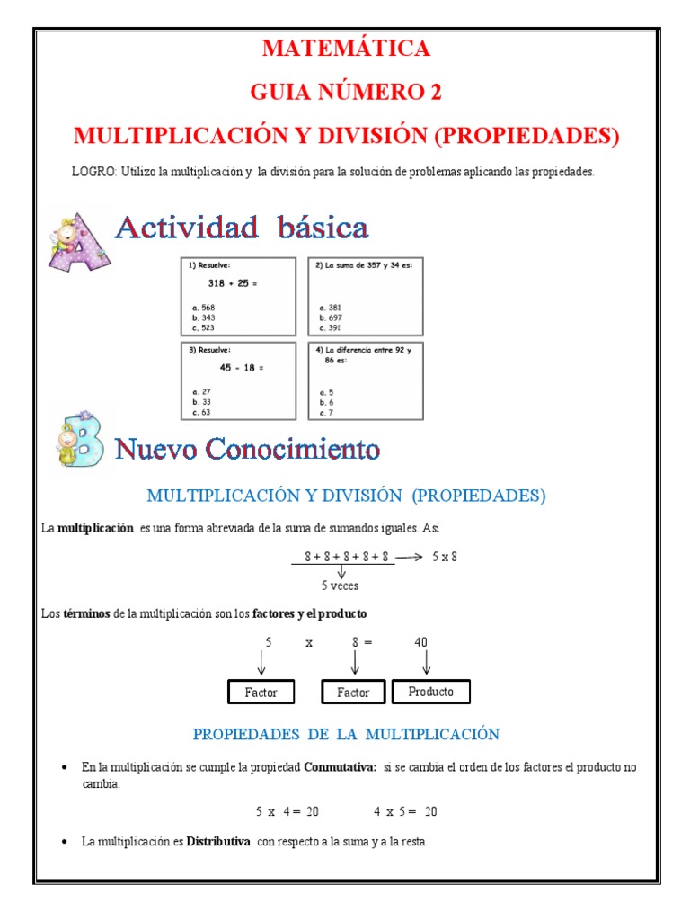 Guía de Multiplicación y División | PDF | División (Matemáticas ...
