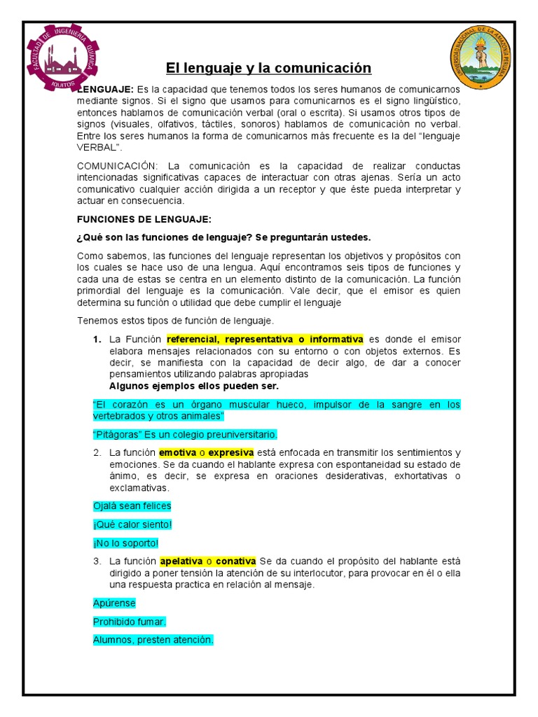 Funciones y niveles del lenguaje humano | PDF | Comunicación | Cognición