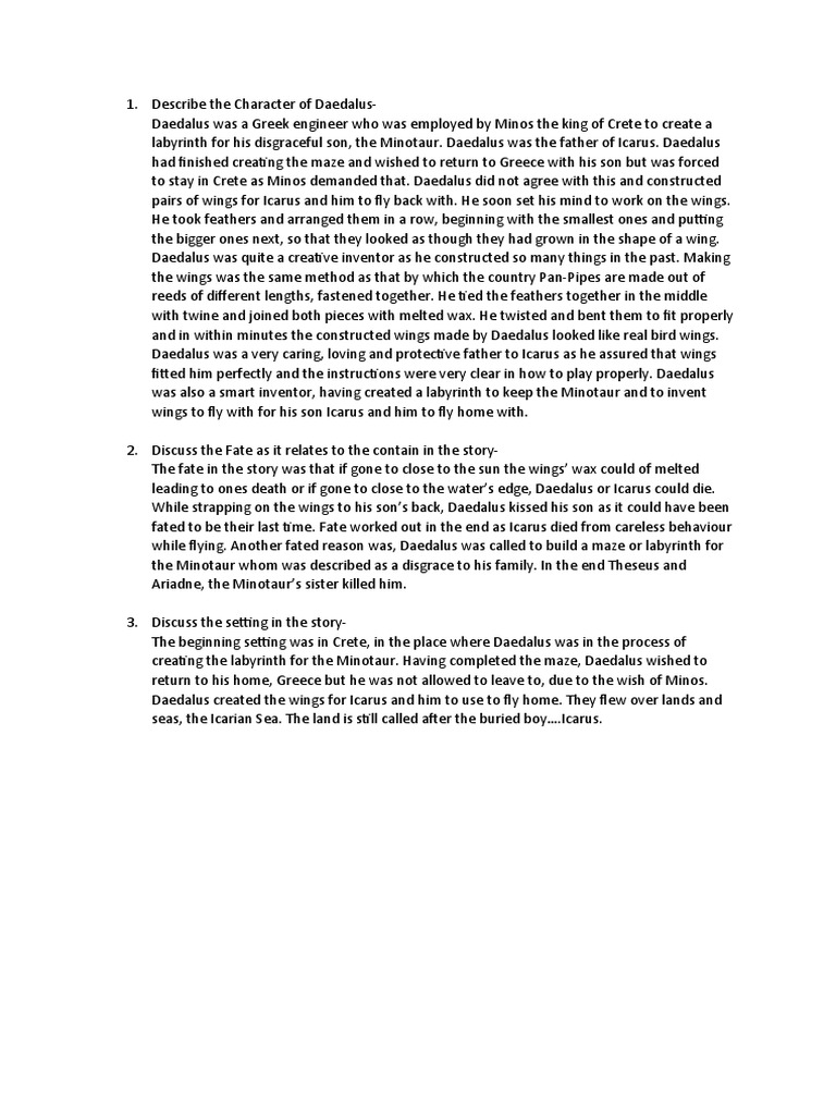Daedalus and Icarus: A Tragic Flight | PDF | Minotaur