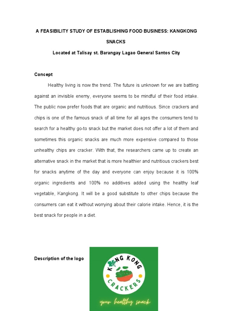 A Feasibility Study Kangkong Snack1.1 | PDF | Food And Drink
