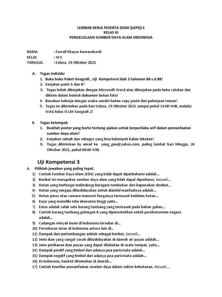 LKPD XI: Pengelolaan SDA Indonesia | PDF