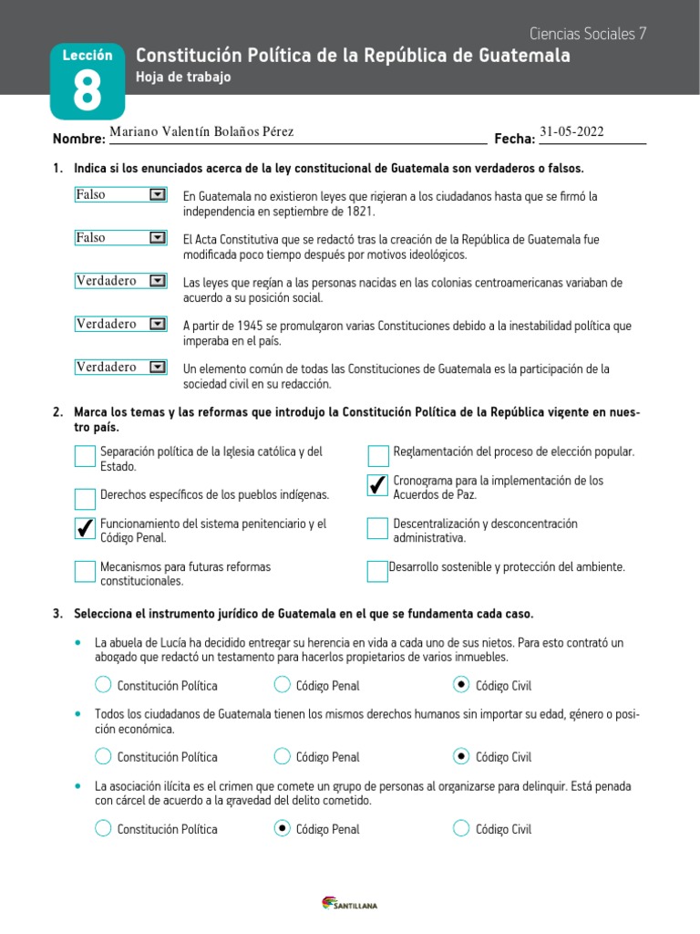 Hoja De Trabajo Sobre Los Principios De Gobierno Actividades En