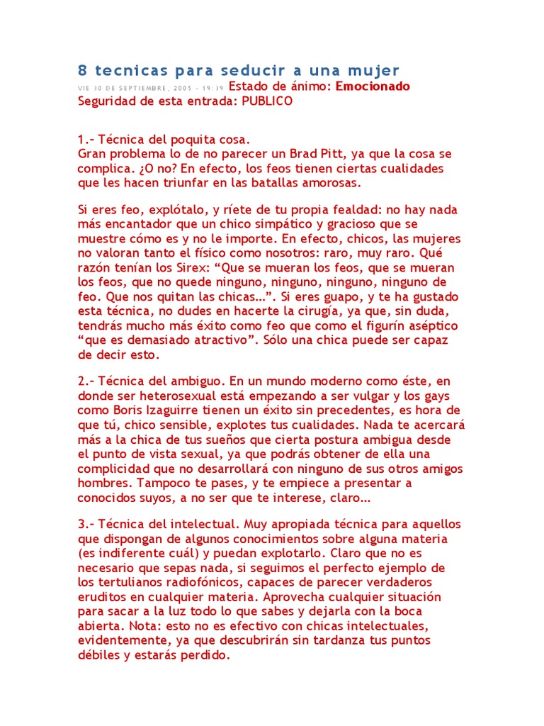 8 Tecnicas para Seducir A Una Mujer | PDF