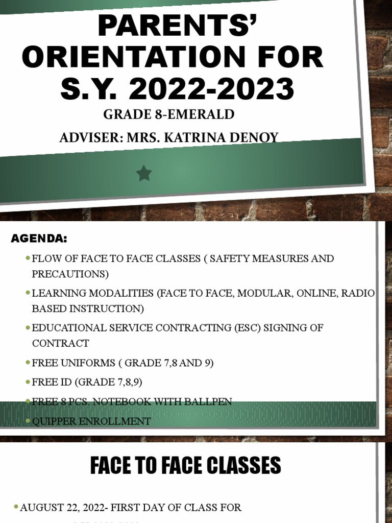 Grade 8 Parent Orientation Agenda 2022-23 | PDF