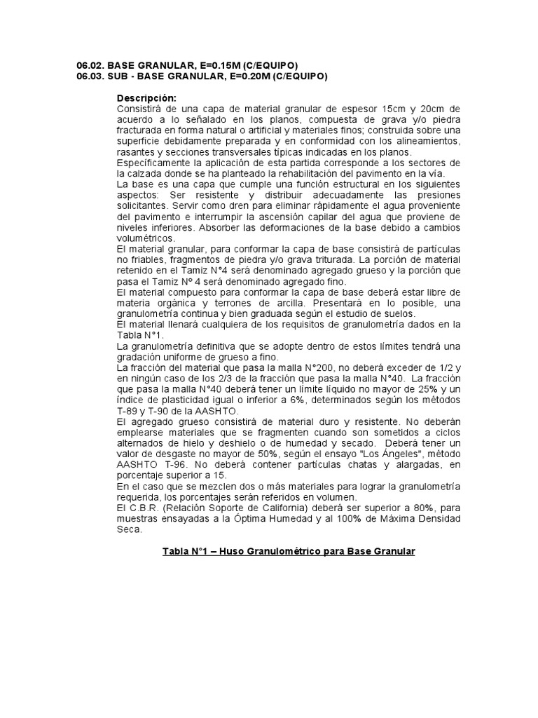 Eett. Base Granular | PDF | Densidad | Agua