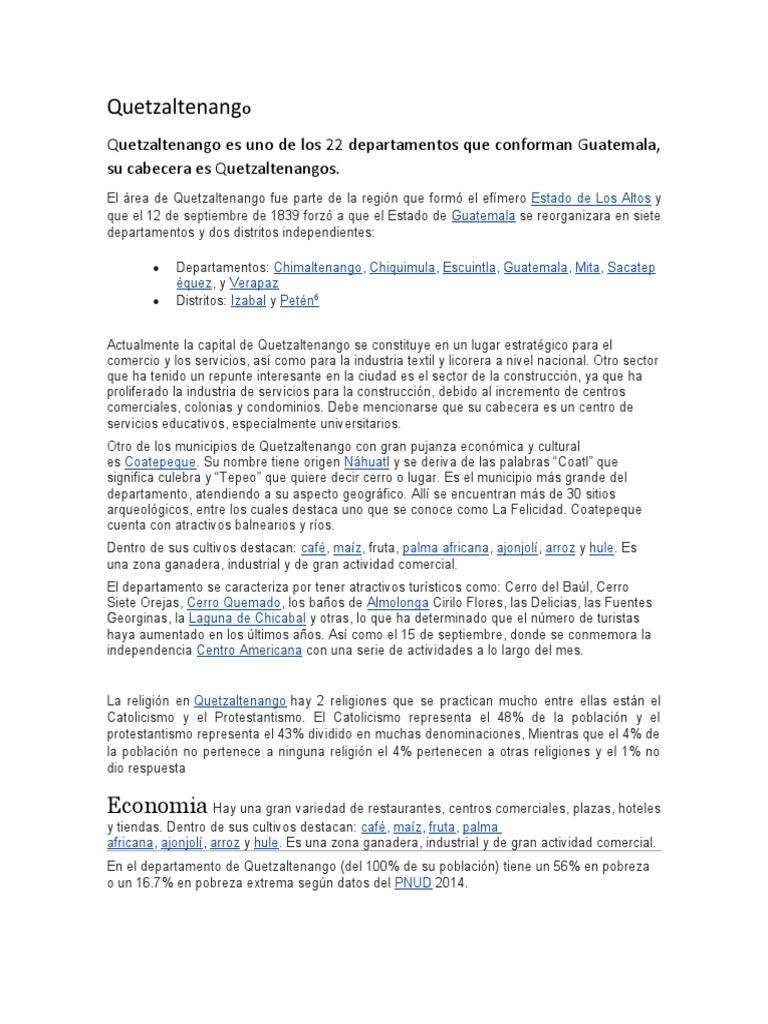 Religión en Quetzaltenango: Católicos y Protestantes | PDF