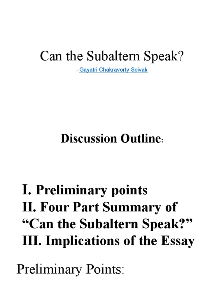 Can The Subaltern Speak | PDF | Postcolonialism | Philosophical Theories
