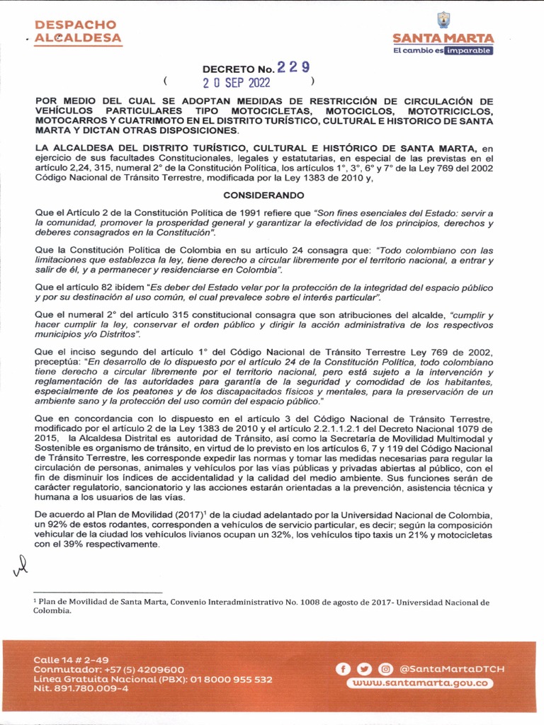 Decreto 229 Del 20 de Septiembre Del 2022 | PDF