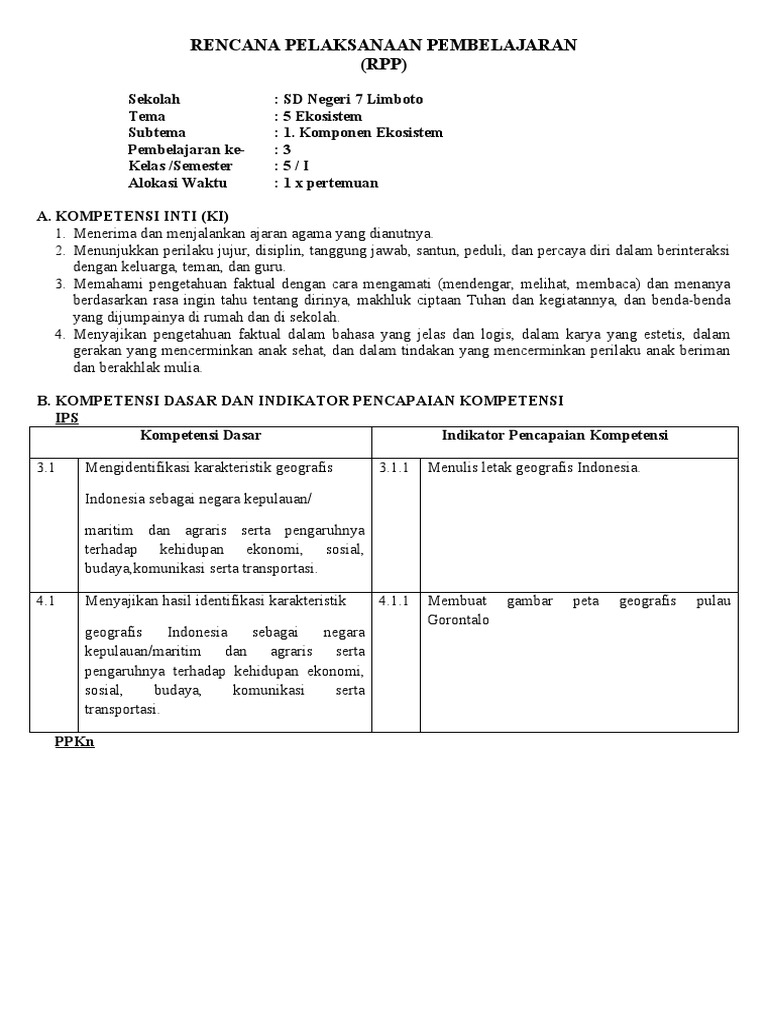 RPP Kelas 5 | PDF