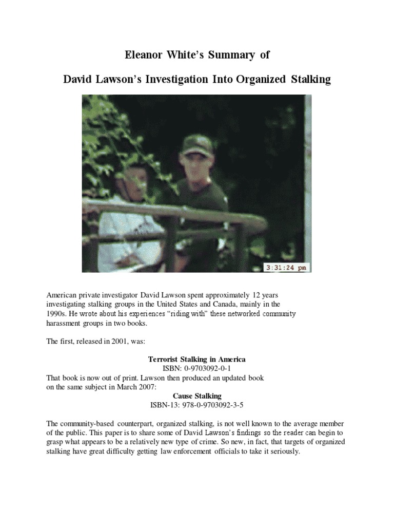 Cause Stalking and Terrorist Stalking in America - A Summary of David Lawson S Books by Eleanor ...