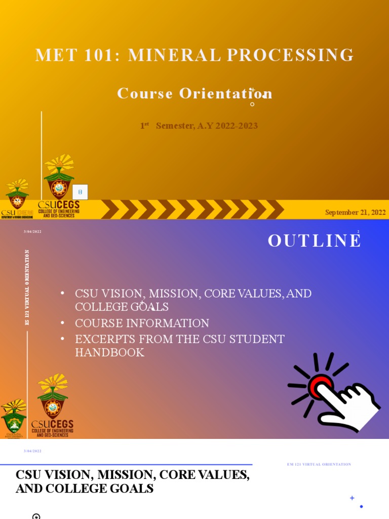 Met 101: Mineral Processing: Course Orientation | PDF | Test ...